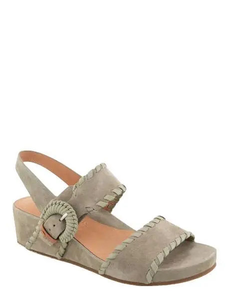 Gentle Souls Slingback Wedge Sandal - Silver Sage Suede