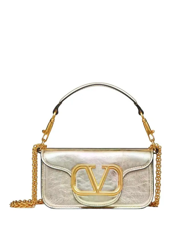 Valentino Garavani Small Locò Metallic Calfskin Shoulder Bag - Gold