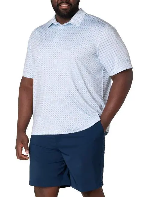 REEBOK Big & Tall Mini Geometric Print Performance Polo Shirt - Ice Blue