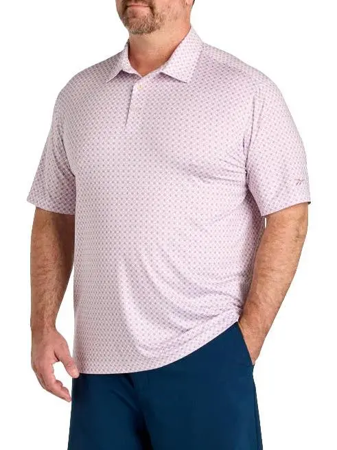 REEBOK Big & Tall Mini Geometric Print Performance Polo Shirt - Muted Mauve
