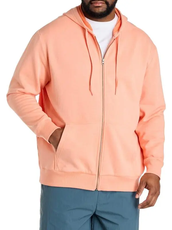 SOCIETY OF ONE BY DXL Washed Zip-front Hoodie - Shell Coral