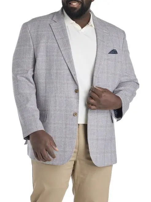 OAK HILL BY DXL Big & Tall Plaid Sport Coat - Grey Multi