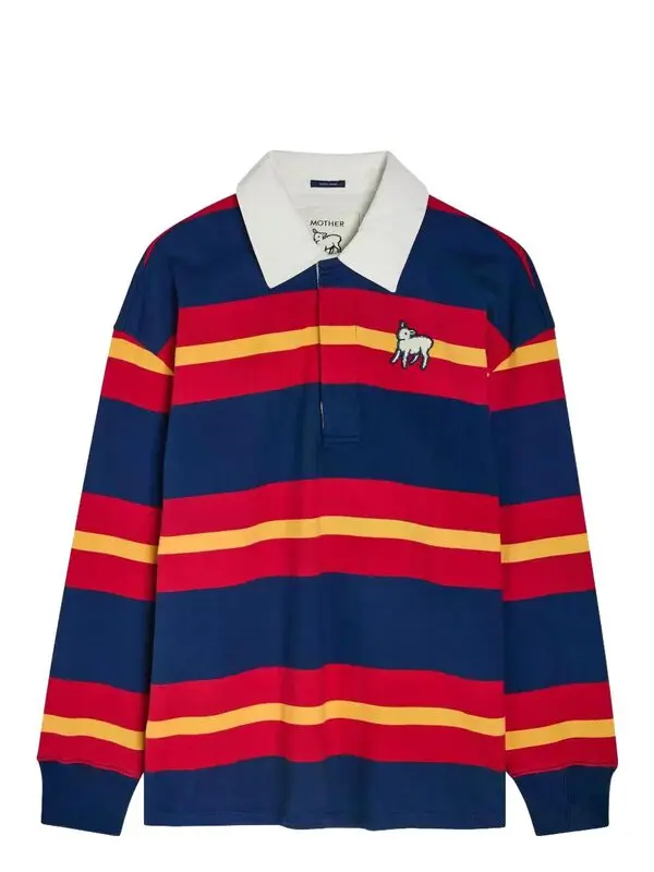 MOTHER Striped Polo Shirt - Blue