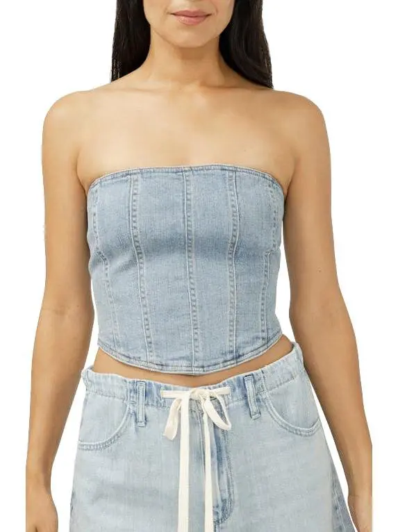 SILVER JEANS CO. Strapless Denim Corset Top - Mazatlan
