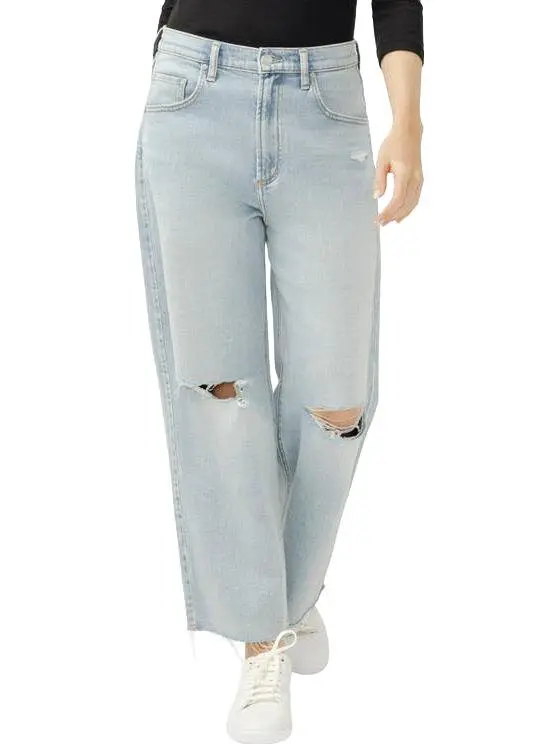 SILVER JEANS CO. Be Easy Raw Hem Crop Wide Leg Jeans - Malaga