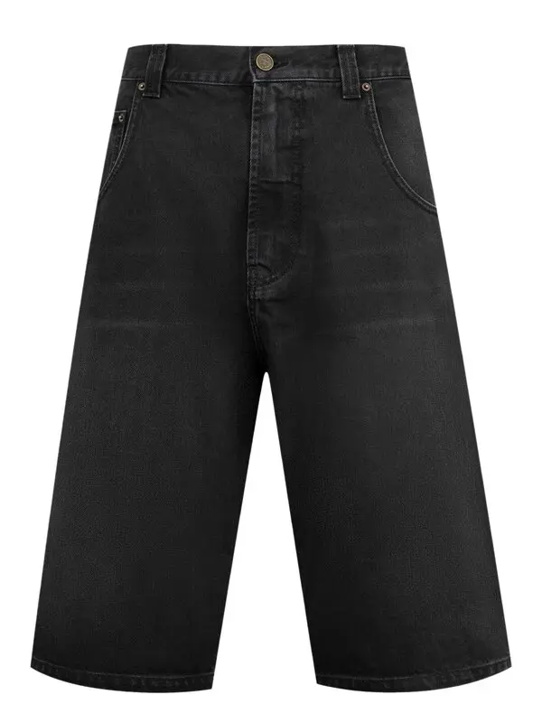 Vetements Applique Biker Denim Shorts - Black