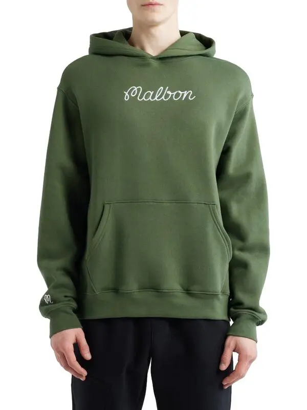 MALBON Fesque Cotton Fleece Hoodie - Olivine