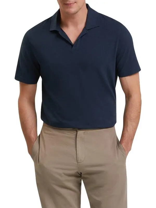 Ted Baker London Anito Cotton & Linen Polo - Navy