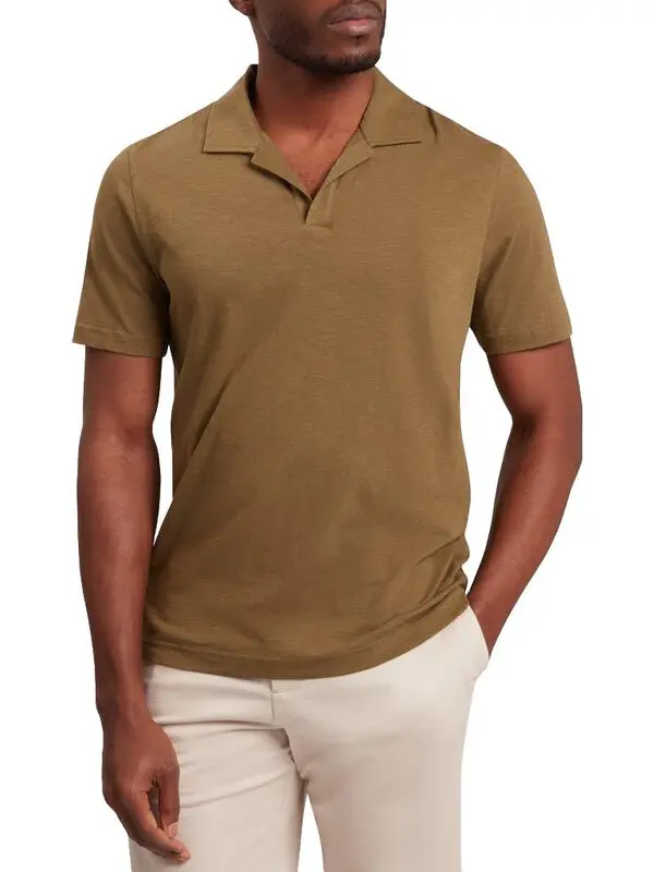 Ted Baker London Anito Cotton & Linen Polo - Olive