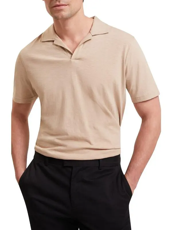 Ted Baker London Anito Cotton & Linen Polo - Taupe