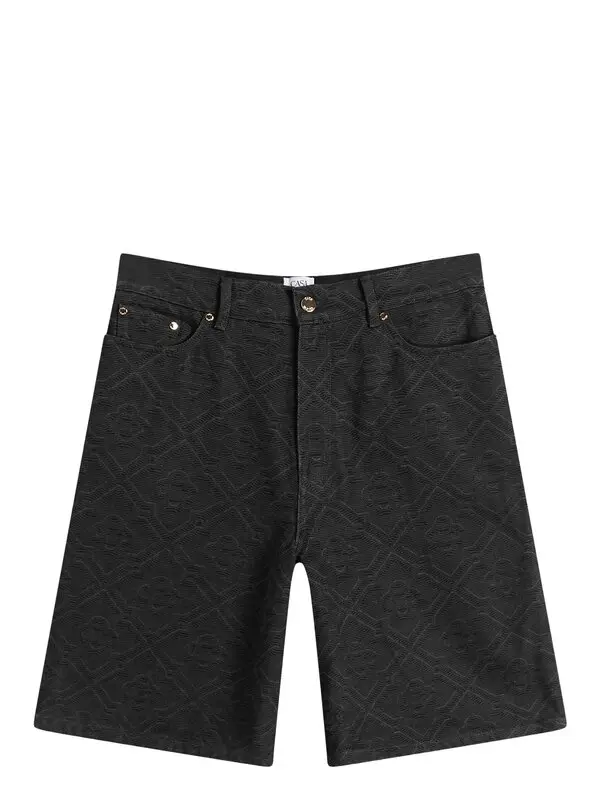 Casablanca Laser Monogram Denim Shorts - Black