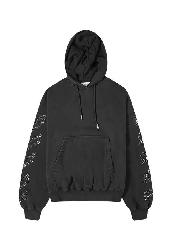 Off-White Eyelet Diags Over Hoodie - Black