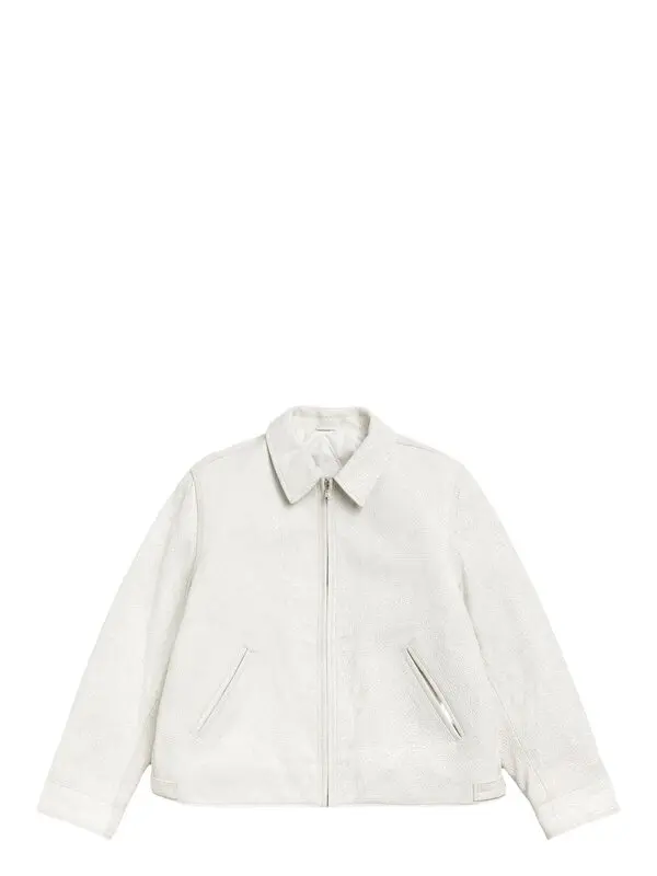 StÜssy Cracked Leather Garage Jacket - White