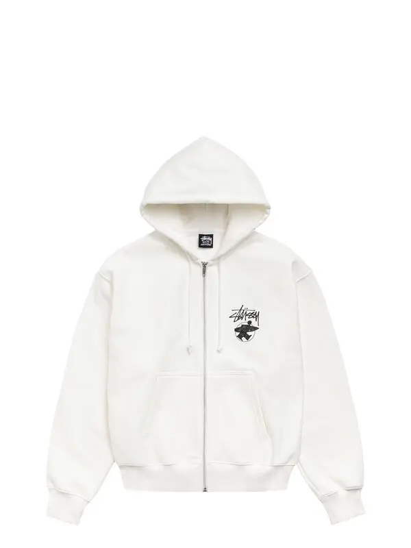 StÜssy Long Haul Zip Hoodie - White