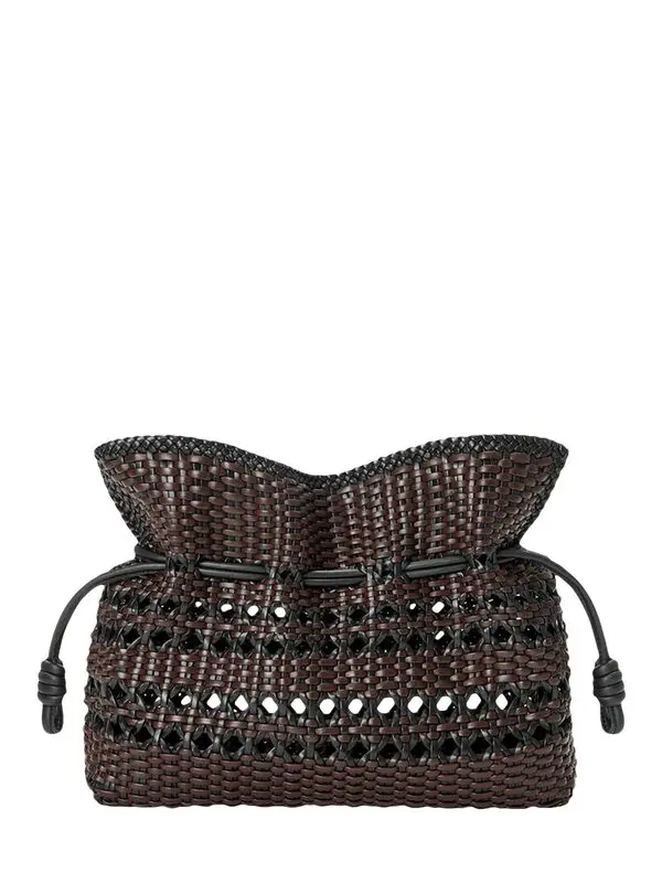 Loewe Flamenco Woven Medium Clutch - Black