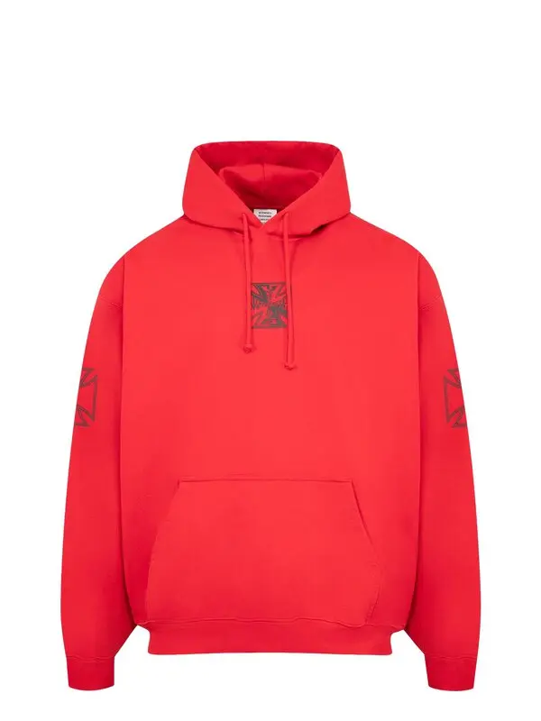 Vetements Triple Biker Cross Logo Hoodie - Red