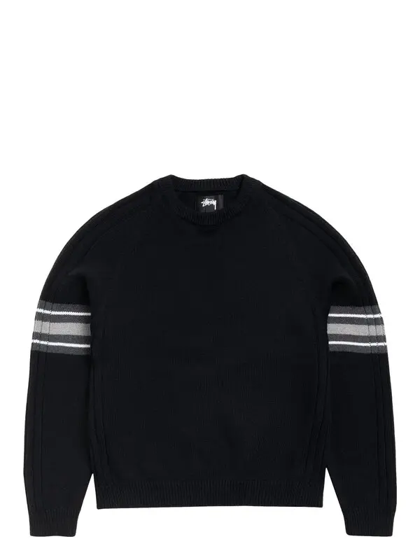 StÜssy Stripe Raglan Crew - Black