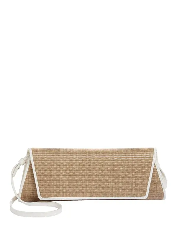 Akris Anouk East/west Trapezoid Raffia & Leather Clutch - Nature-white