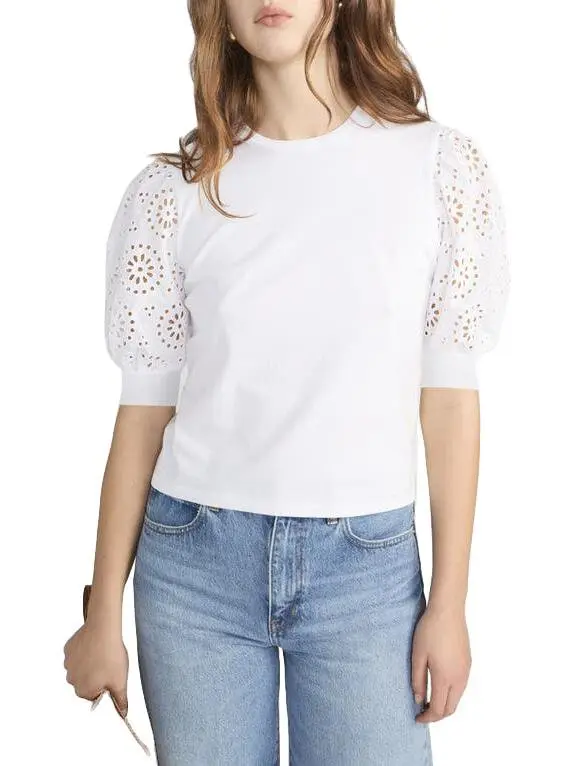 FRAME Solstice Eyelet Sleeve T-shirt - White
