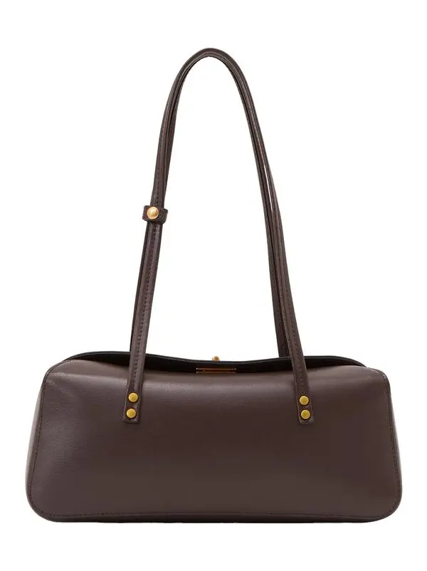REISS Devora Leather Shoulder Bag - Chocolate