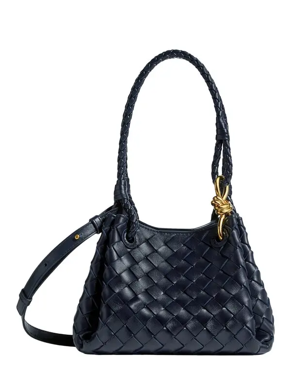 Bottega Veneta Small Leather Parachute Shoulder Bag - Blue