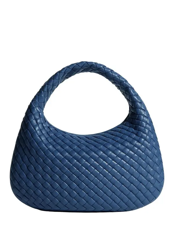 Bottega Veneta Small Intrecciato Veneta Shoulder Bag - Blue