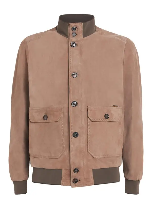 MOORER Suede Field Jacket - Brown
