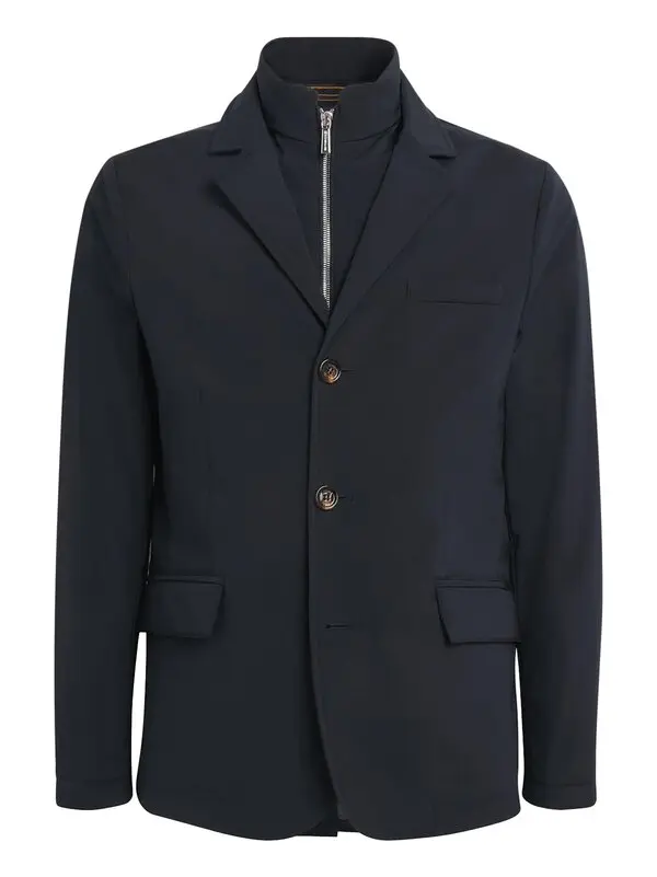 MOORER Layered Borromeo Coat - Navy