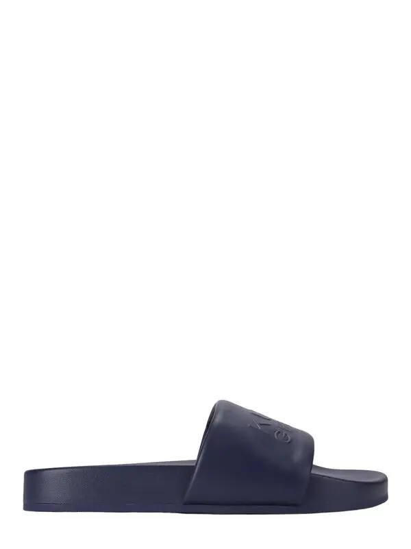 Kurt Geiger Faux Leather Stacked Slides - Navy