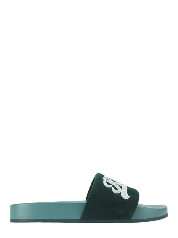 Kurt Geiger Suede Script Slides - Green