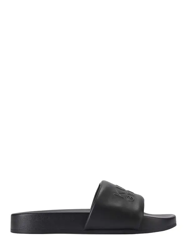 Kurt Geiger Faux Leather Stacked Slides - Black