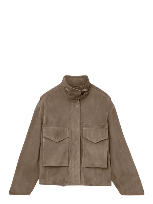 ALLSAINTS Suede Bomber Jacket - Brown