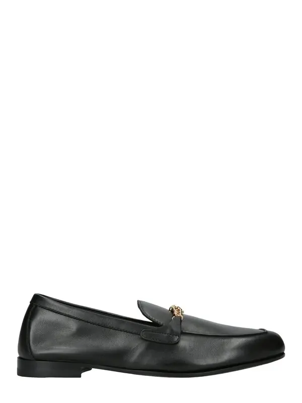 Versace Leather Medusa Chain Loafers - Black