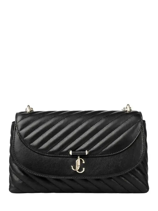 JIMMY CHOO Medium Leather Curve Cross-body Bag - Black