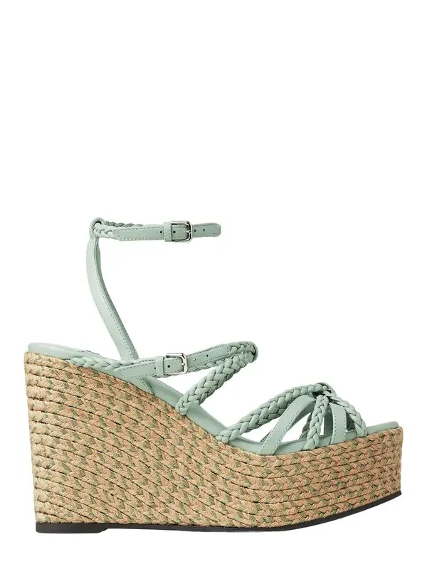 JIMMY CHOO Nyra 100 Leather Wedge Heels - Green