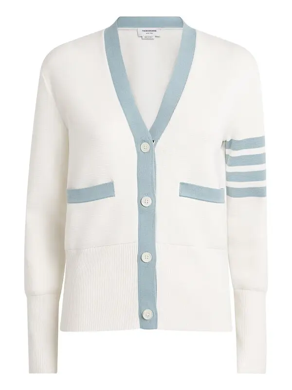 Thom Browne Cotton Milano 4-bar Cardigan - White