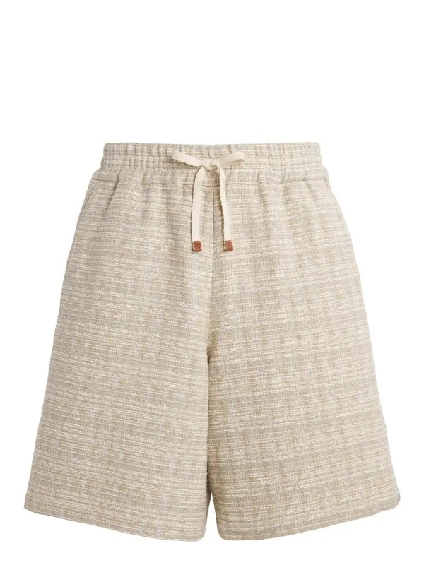 Drole De Monsieur Tweed Stripe Shorts - Beige