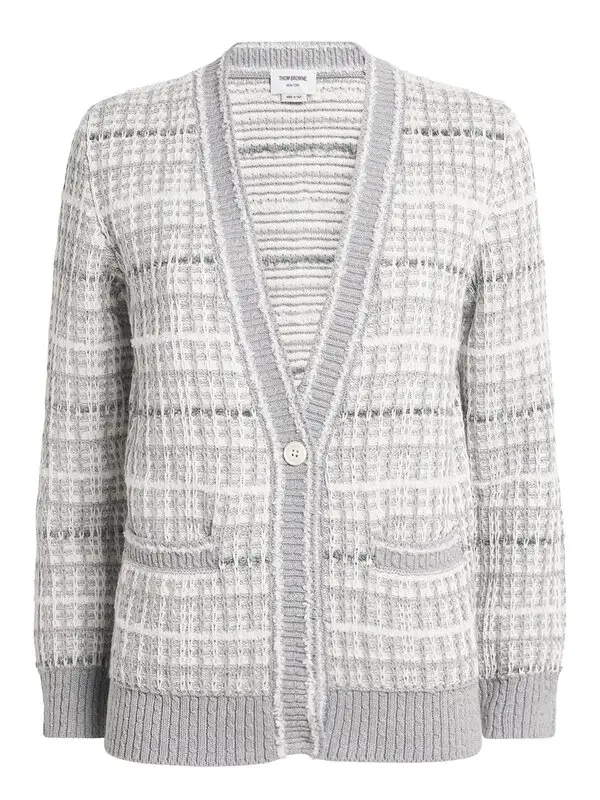 Thom Browne Tweed V-neck Cardigan - Grey