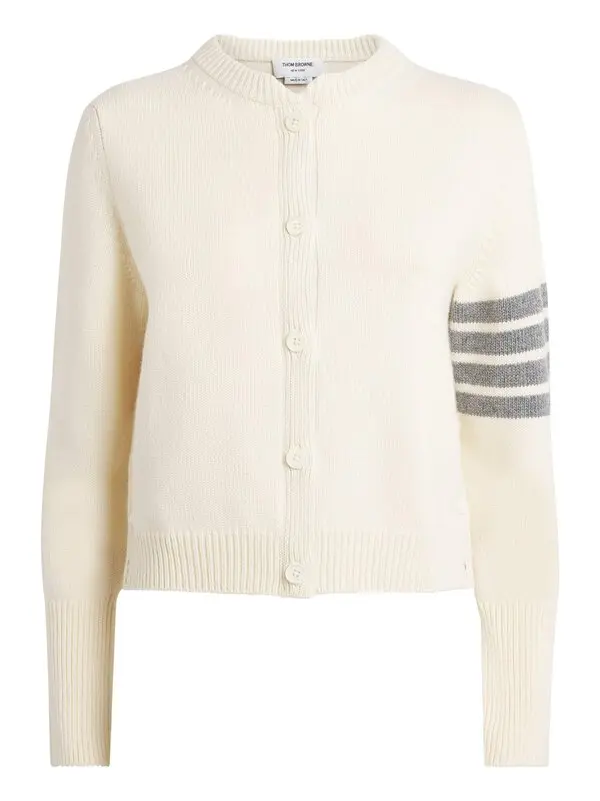 Thom Browne Wool Hector 4-bar Cardigan - White