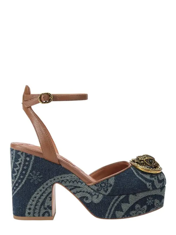 Kurt Geiger Denim Embellished Platform Heels - Blue