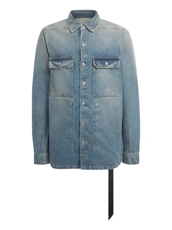 Rick Owens Distressed Denim Overshirt - Blue