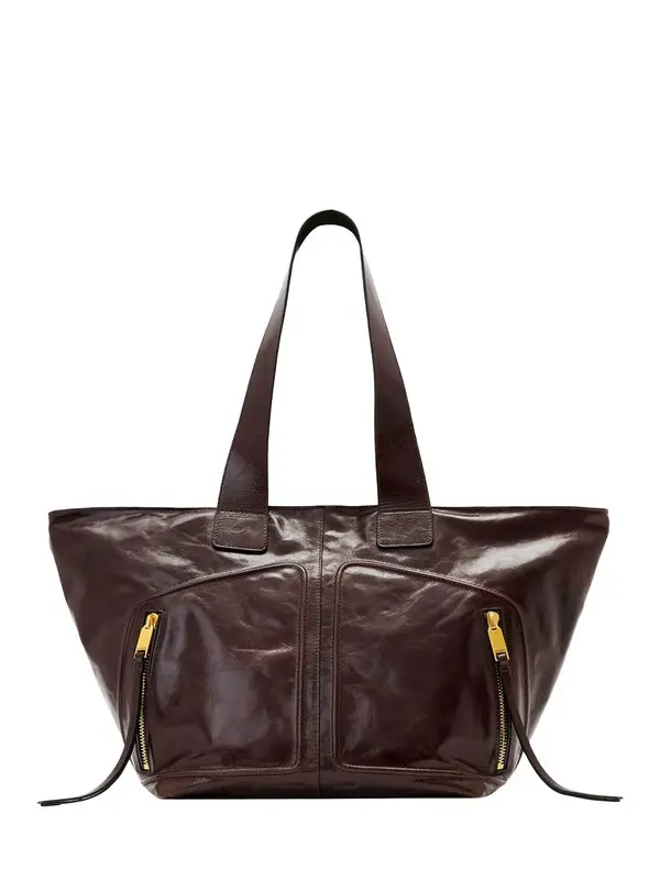 ALLSAINTS Buffalo Leather Jean Rey Tote Bag - Brown