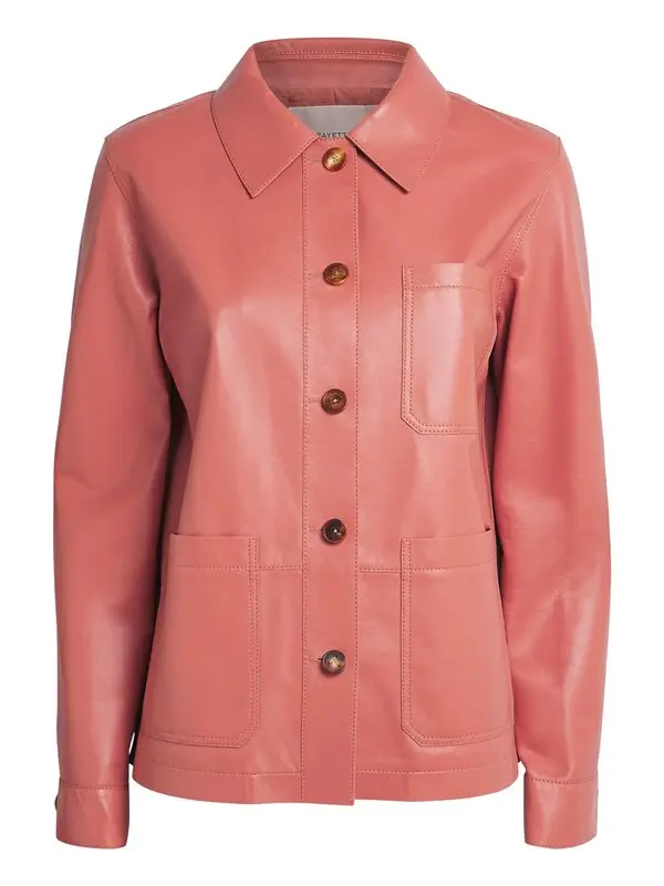Lafayette 148 New York Lambskin Patch-pocket Jacket - Pink