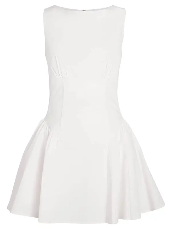 Staud Cotton-blend Gwen Mini Dress - White