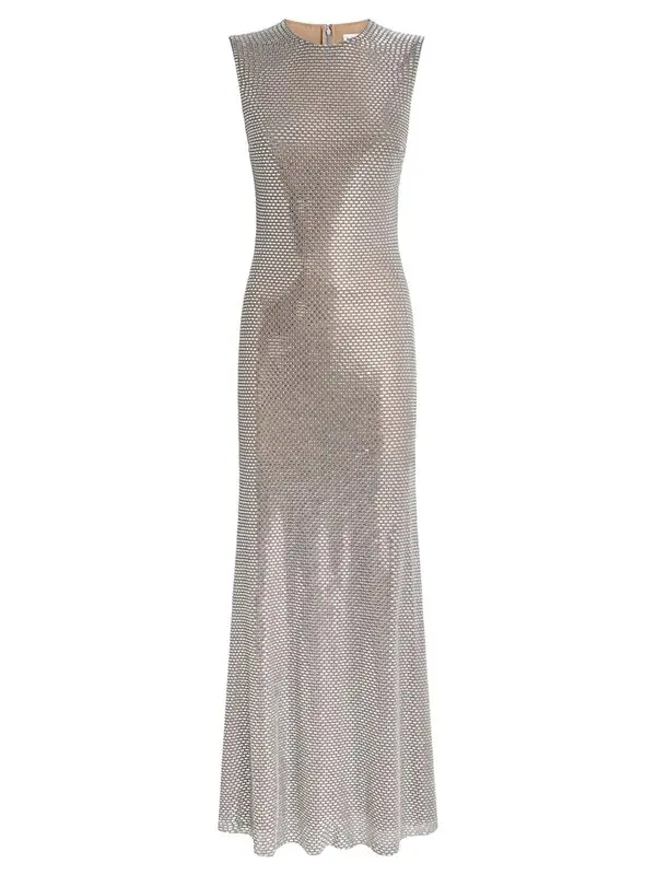 SELF-PORTRAIT Rhinestone Maxi Dress - Grey