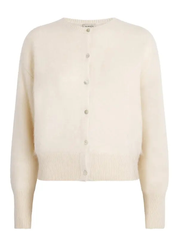 Almada Label Brushed Cashmere Coco Cardigan - Ivory