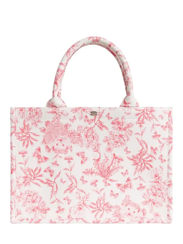 TARTINE ET CHOCOLAT Cotton Toile De Jouy Bougainvillea Tote Bag - Pink