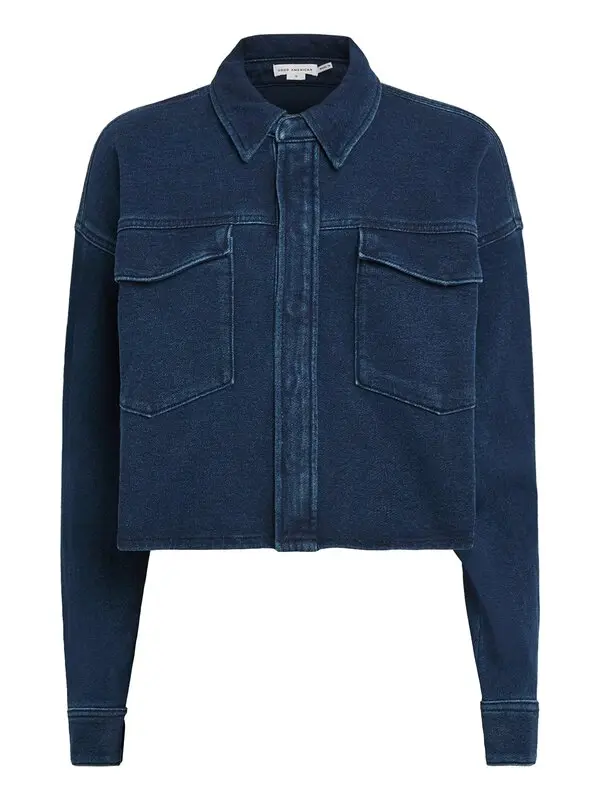 Good American Cotton Cropped Jeanius Jacket - Blue