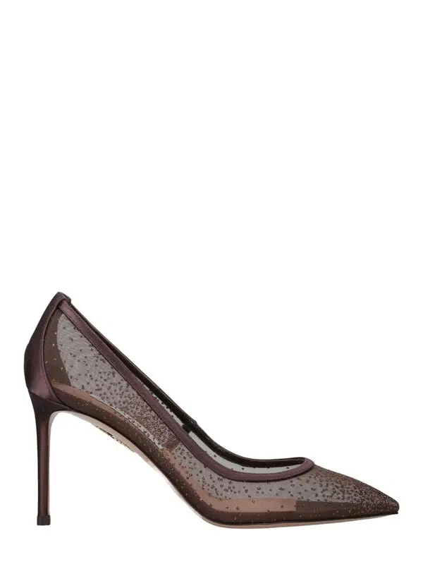 AQUAZZURA Embellished Mesh Pumps - Brown