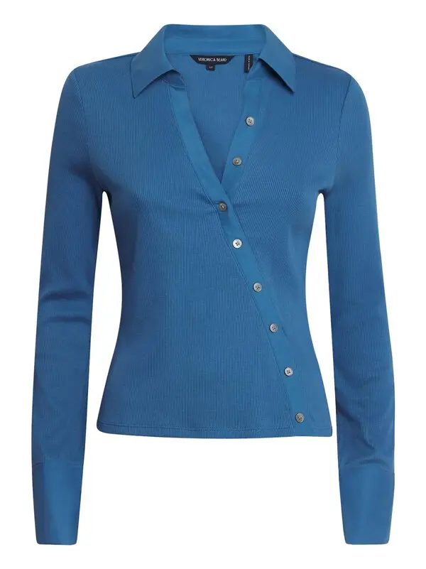 Veronica Beard Asymmetric Button-down Shirt - Blue